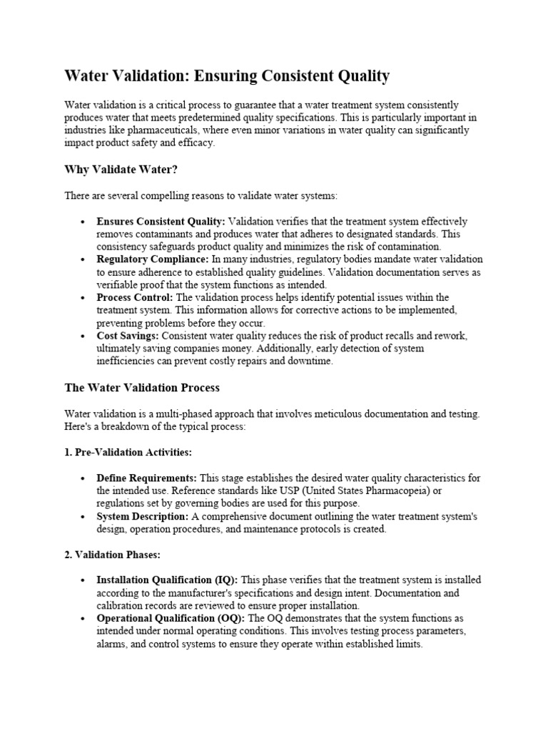 Water Validation | PDF | Verification And Validation | Water Quality