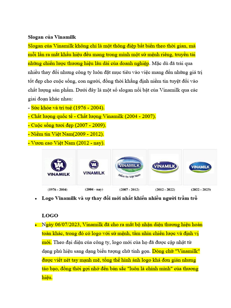 Slogan C A Vinamilk | PDF