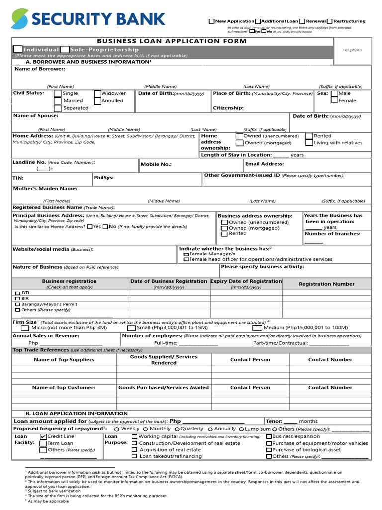 Business Loan Application Form | PDF | Loans | Banks