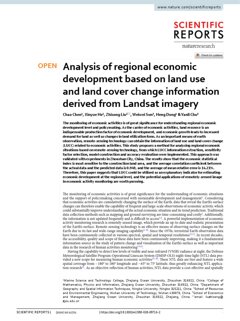 Economic Development via LUCC Analysis | PDF | Remote Sensing | Statistics