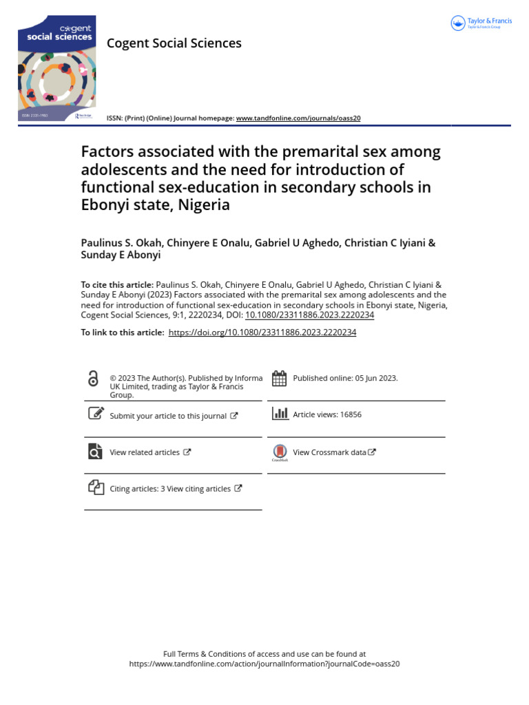 Factors Associated With The Premarital Sex Among Adolescents And The