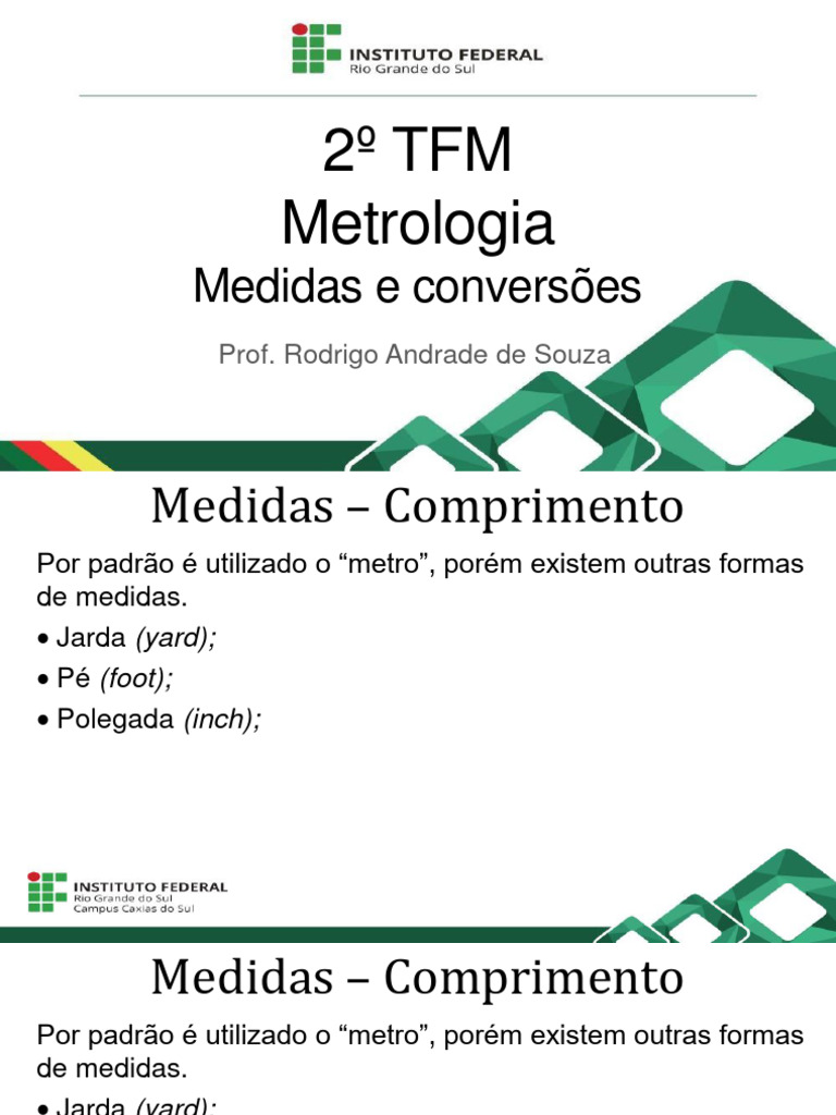 Aula 3 - Medidas e Conversões | Download grátis PDF | Pé (unidade de ...