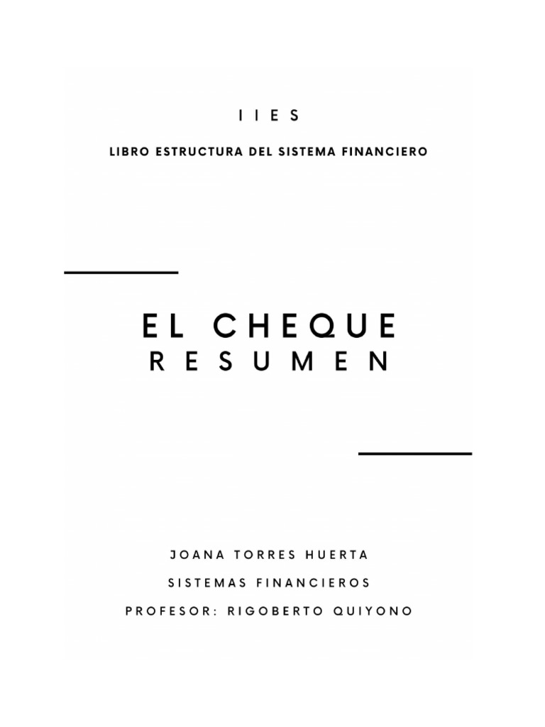 Resumen-El Cheque | PDF | Cheque | Bancos