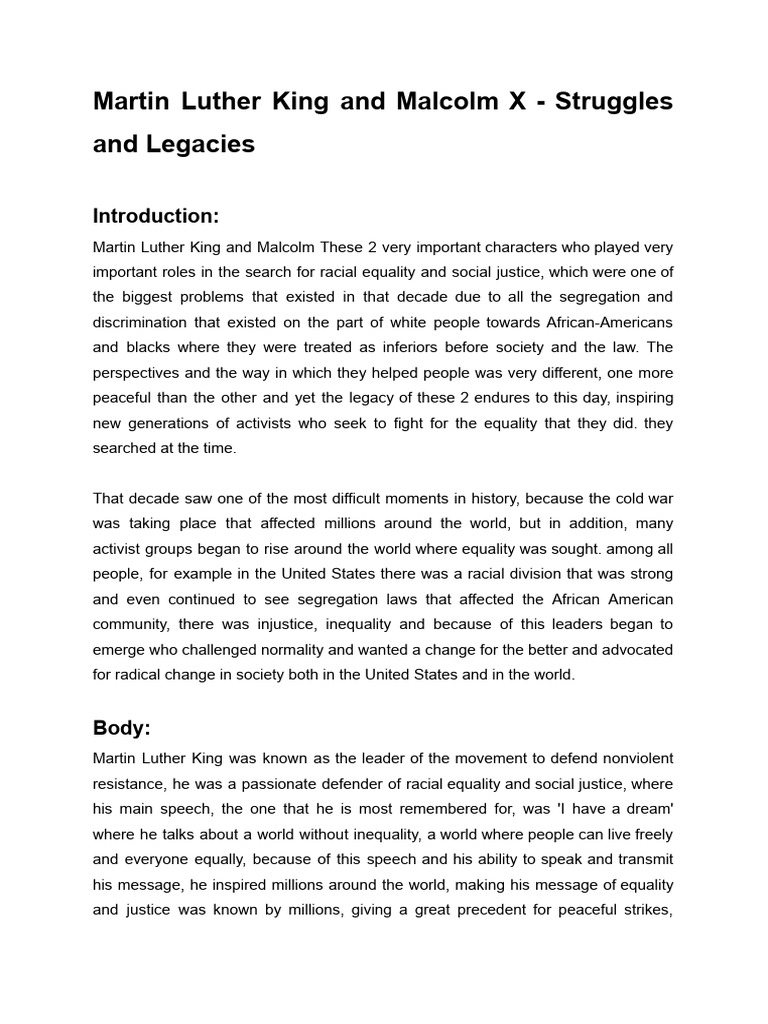 King vs. Malcolm X: Civil Rights Impact | PDF | Martin Luther King Jr ...