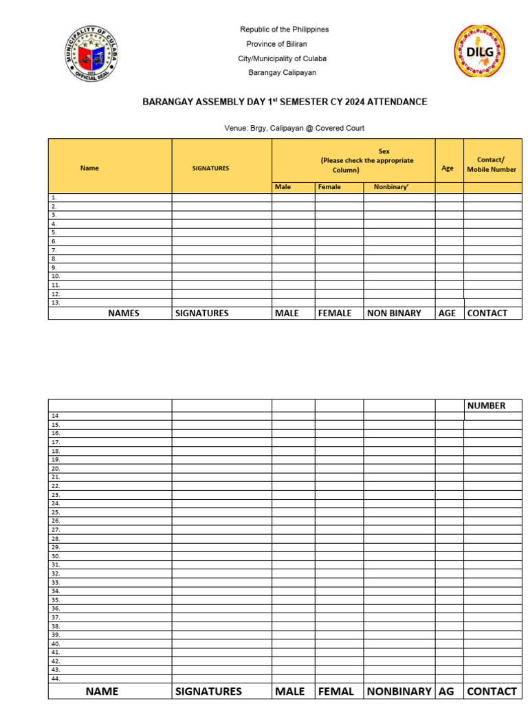 Assemby Attendance | PDF