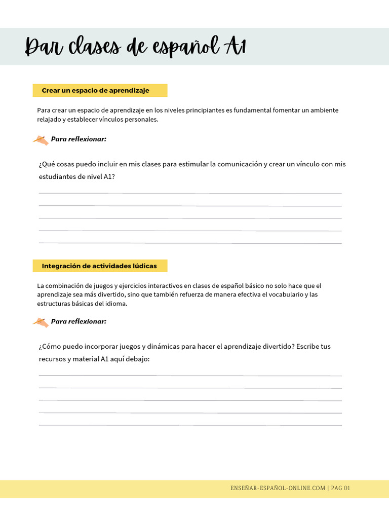 Hoja de Ruta Clases de Espanol A1 | PDF | Lengua española | Aprendizaje