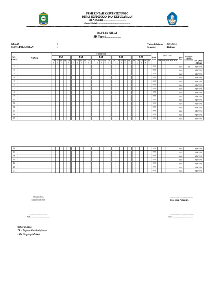 Daftar Nilai Kurikulum Merdeka Pdf
