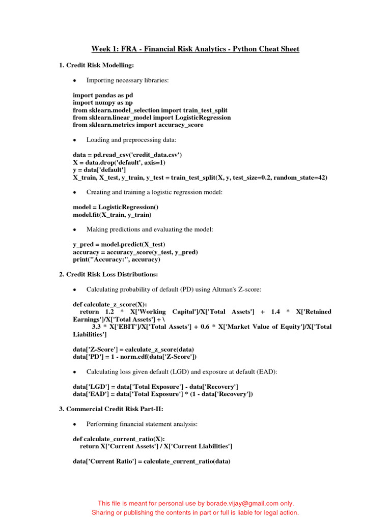 FRA_Cheat_Sheet_Week1 | Download Free PDF | Credit Rating | Equity ...