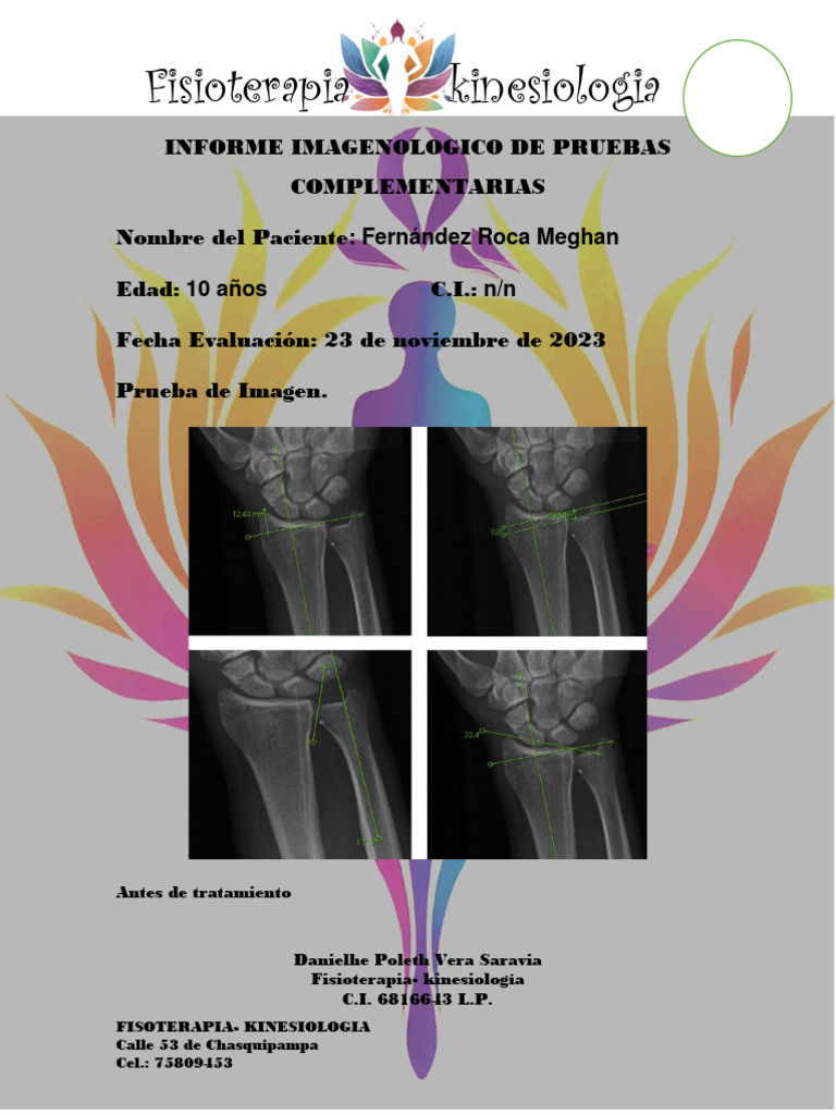 Informe Imagenologico de Pruebas Complementarias 22 | PDF | Terapia física | Medicina CLINICA