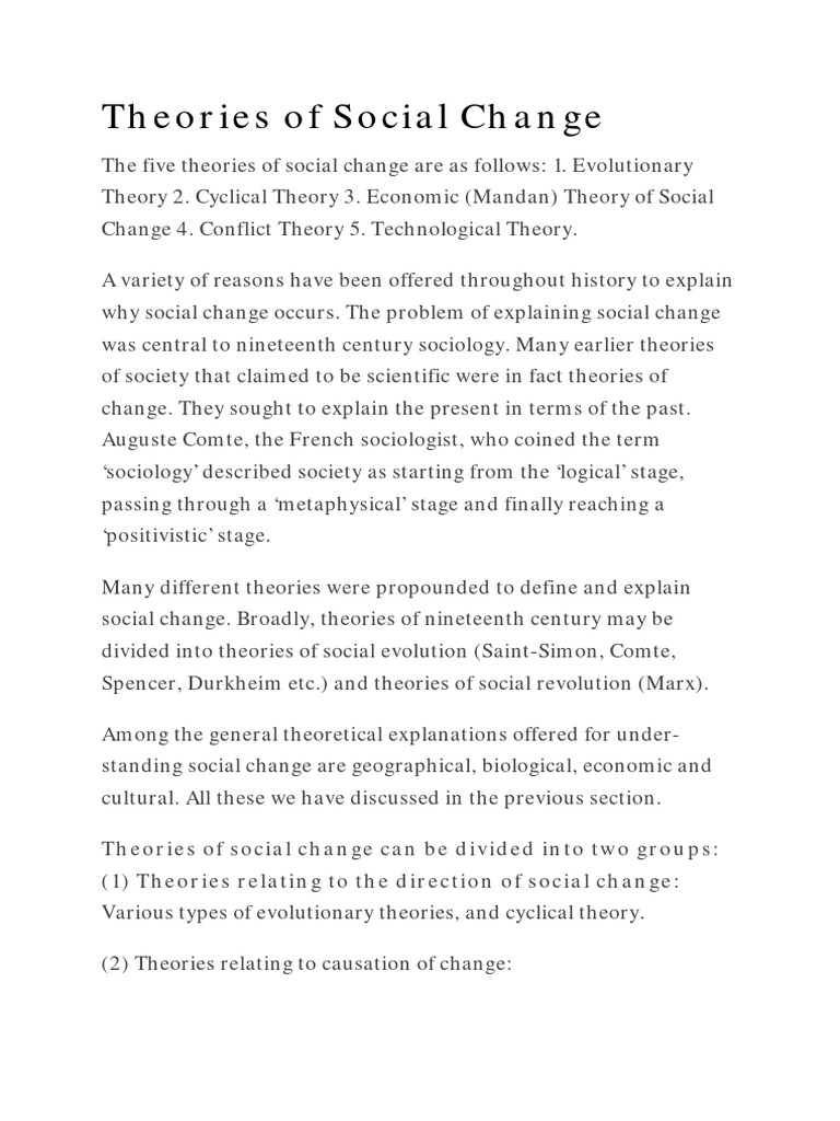 Five Theories of Social Change Explained | PDF | Dialectic ...