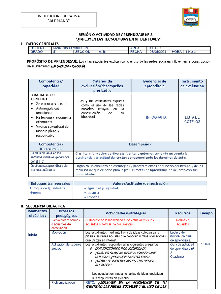 Sesion 2 DPCC - Unidad Ii Terminado | PDF | Evaluación | Maestros