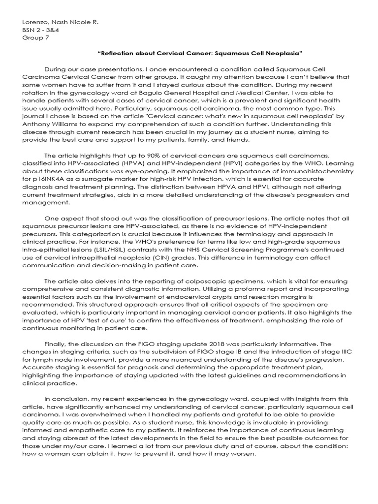 Lorenzo - Journal Reading | PDF | Cervical Cancer | Causes Of Death