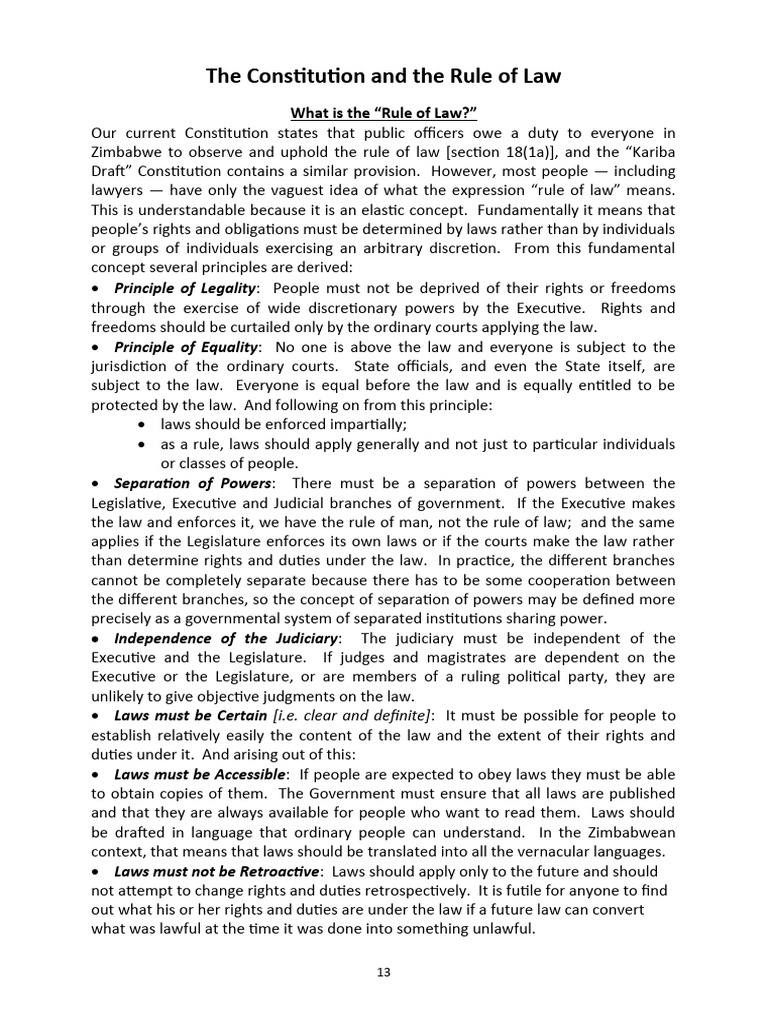 The Constitution and The Rule of Law | PDF | Rule Of Law | Separation ...