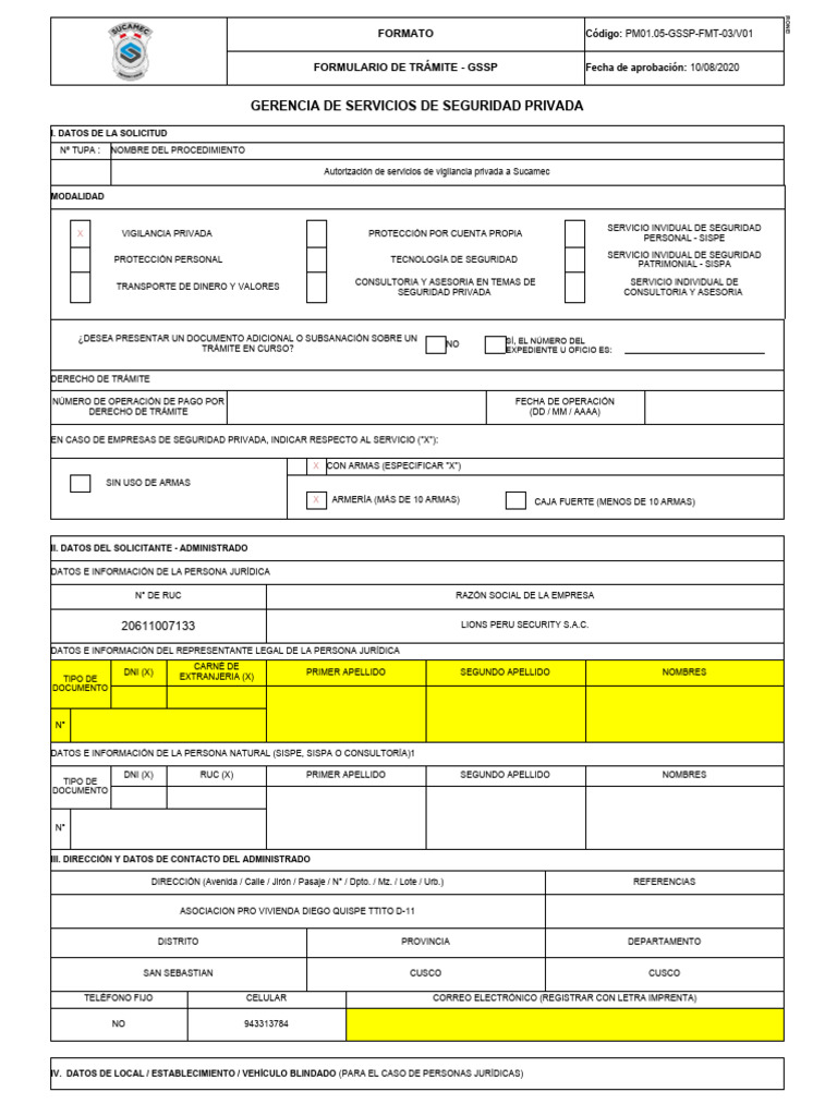 Formulario de Trámite - GSSP | PDF | Documento de identidad