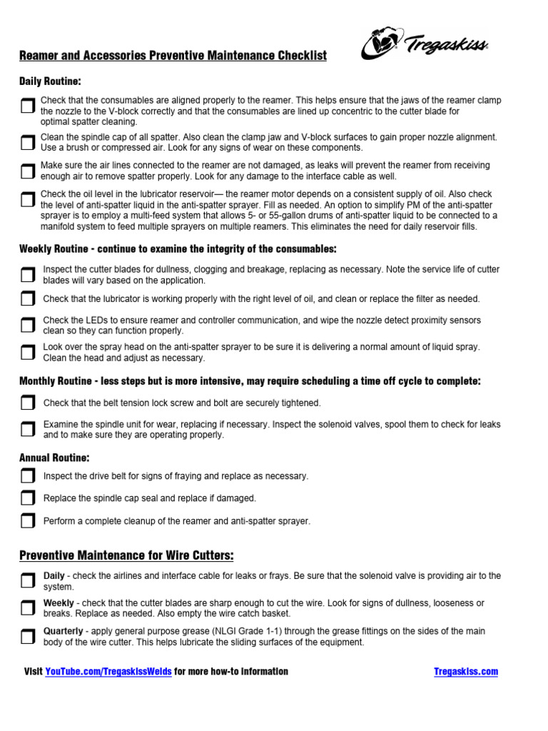 Accessories Preventive Maintenance Checklist | Download Free PDF ...