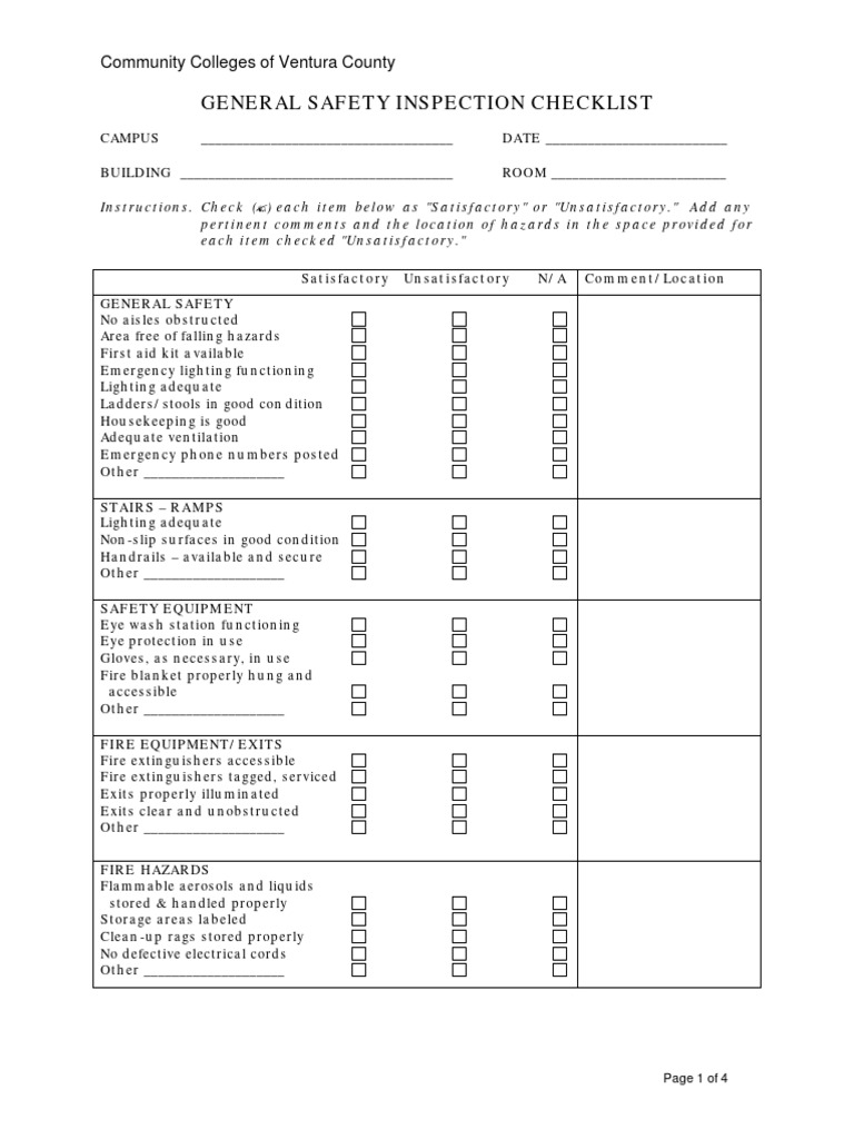 Campus Building Safety Inspection Checklist | PDF | Electrical Wiring ...
