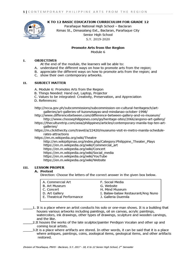 Module 6 Contemporary Arts | PDF | Concert | The Arts