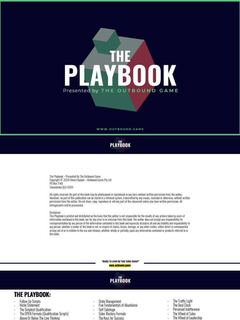 The Playbook - by The Outbound Game | PDF | Mindset | Risk