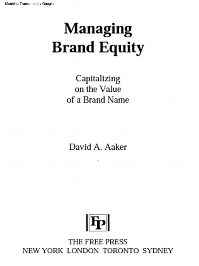 Managing Brand Equity David A Aaker | PDF