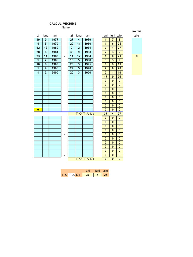 Calculator Vechime | PDF