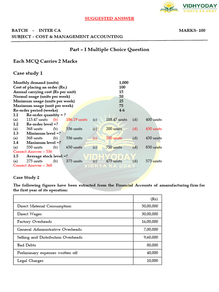 CMA Chapter 1 To 7 A - 29971676 | PDF | Income Statement | Financial ...