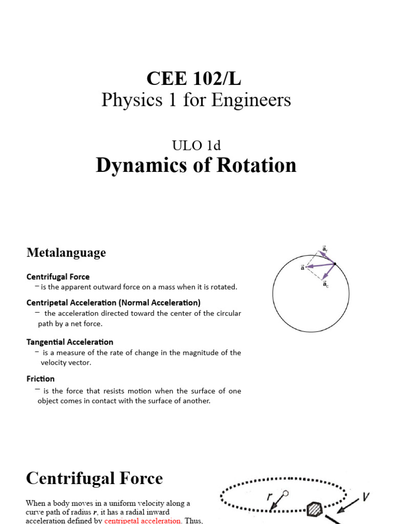ULO 1d Dynamics of Rotation | PDF | Acceleration | Force