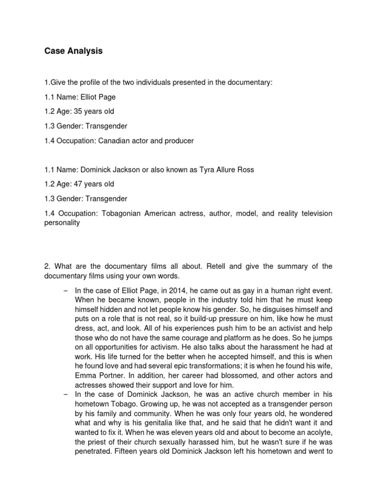 Case Analysis | PDF | Human Sexuality | Gender