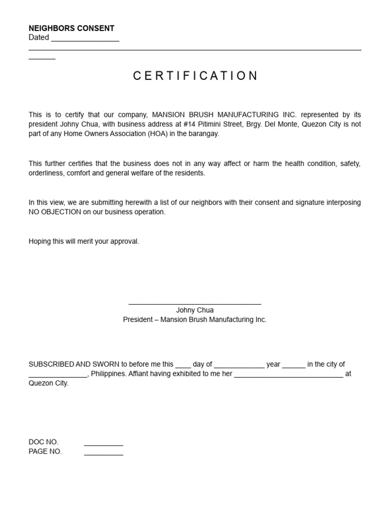 Neighbors Consent | PDF