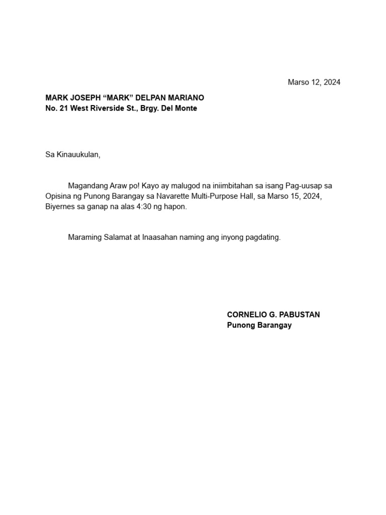 Liham Paanyaya | PDF