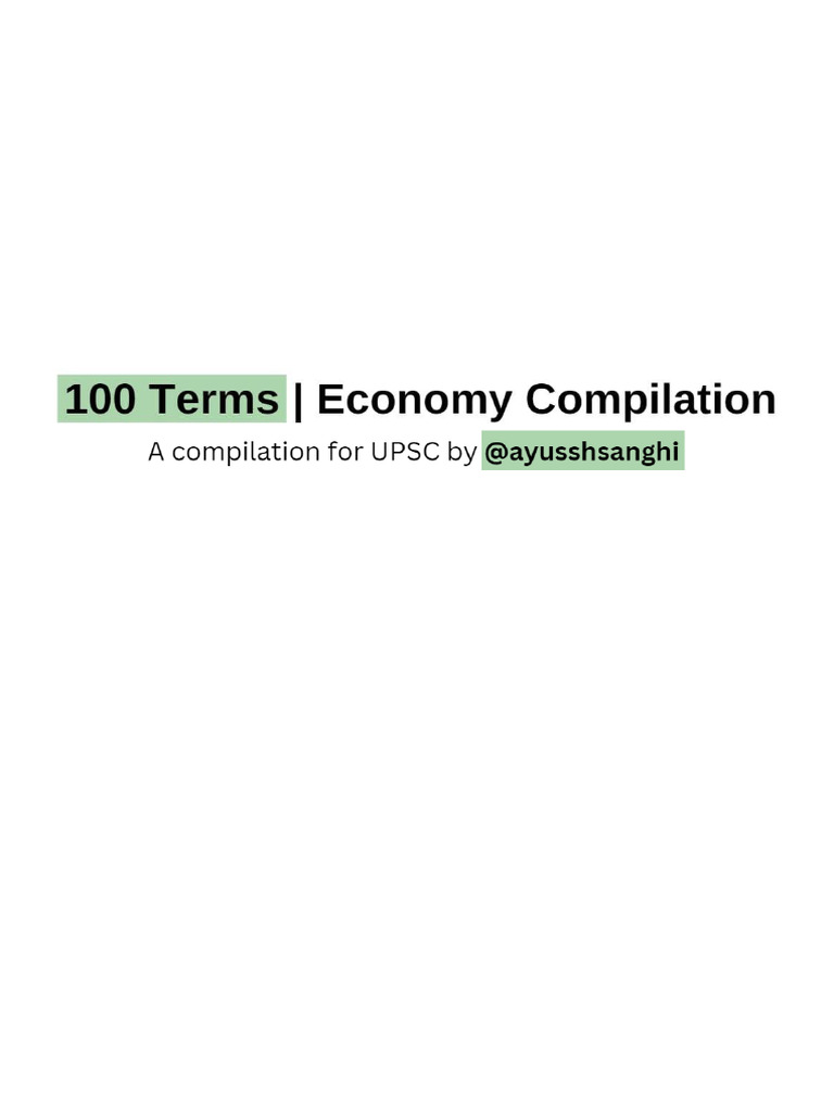 Key Economic Terms for UPSC Prep | PDF | Money | Exchange Rate