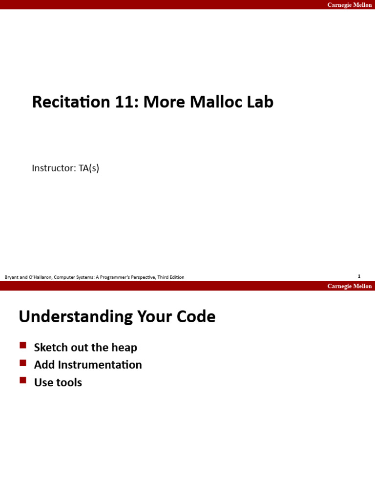 Malloc Lab Recitation Guide | PDF | Software Development | Computer Architecture