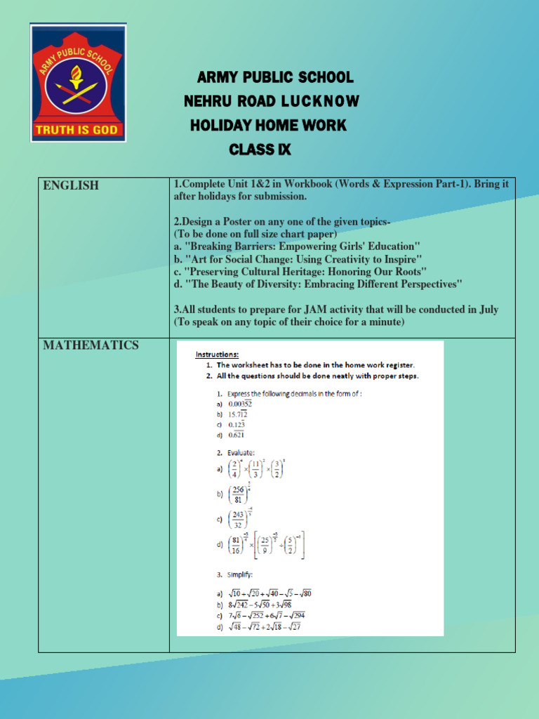 Class IX Holiday Homework Assignments | PDF | Osmosis | Temperature