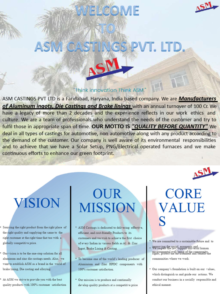 Asm Castings Brief Pdf 3 D Printing Secondary Sector Of The Economy
