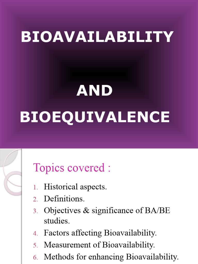 ba measurements | PDF | Bioavailability | Pharmacokinetics
