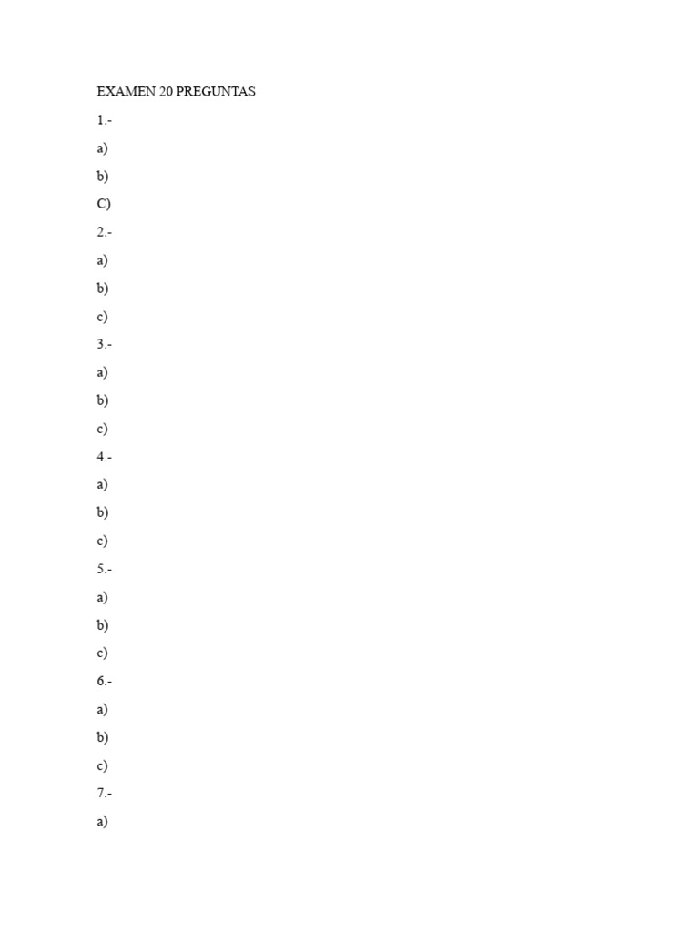 Examen de 20 Preguntas Con Incisos | PDF