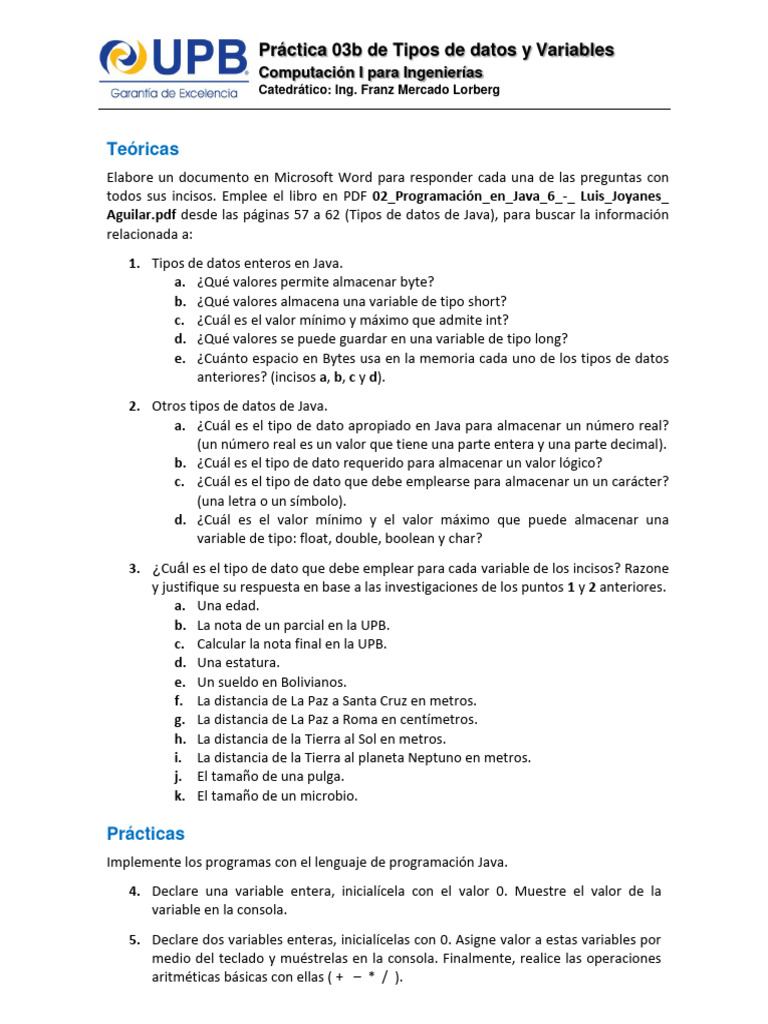 03b Tipos de Datos y Variables | PDF | Tipo de datos | Variable (informática)