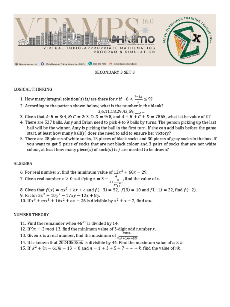 VTAMPS 16 S3 Set 3 | PDF | Area | Triangle