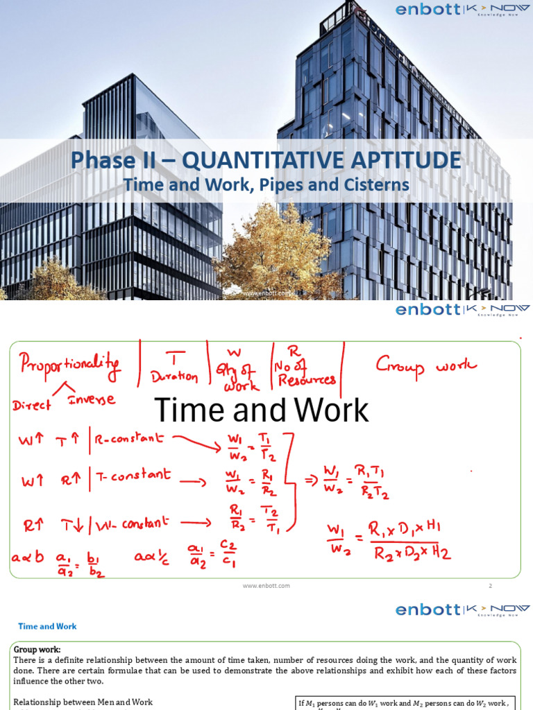 TIme and Work, Pipes and Cisterns | PDF | Teaching Methods & Materials