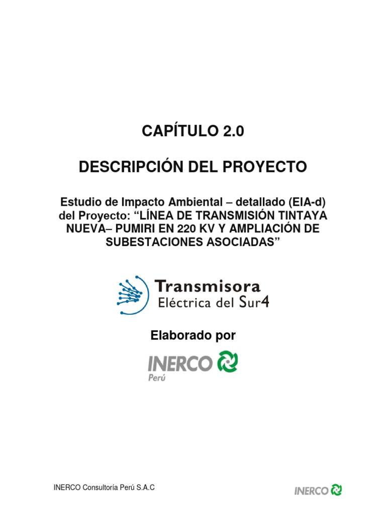 Cap. 2 - DP Tintaya Nueva 220kV | PDF | Transmisión de energía ...