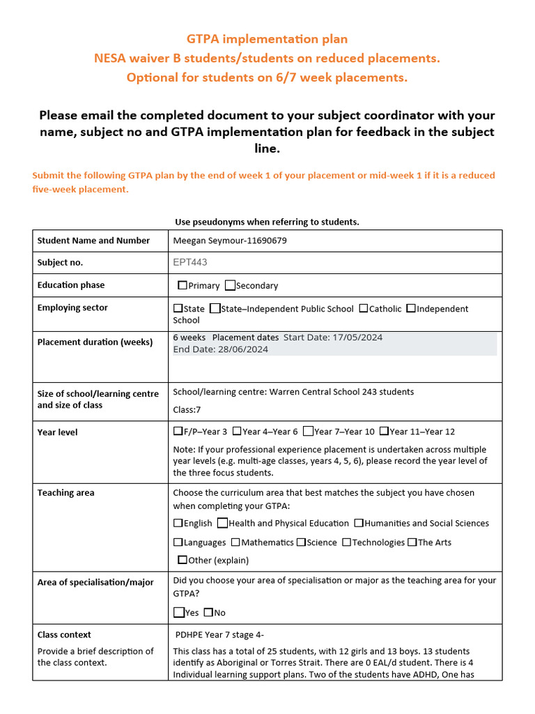 GTPA Implementation Plan 2023 | PDF | Cognition | Learning