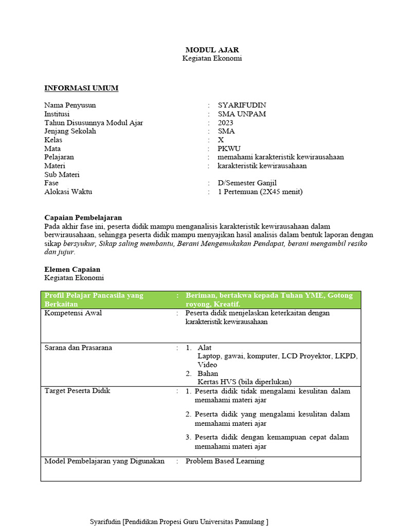 Modul Ekonomi Kelas X SMA | PDF