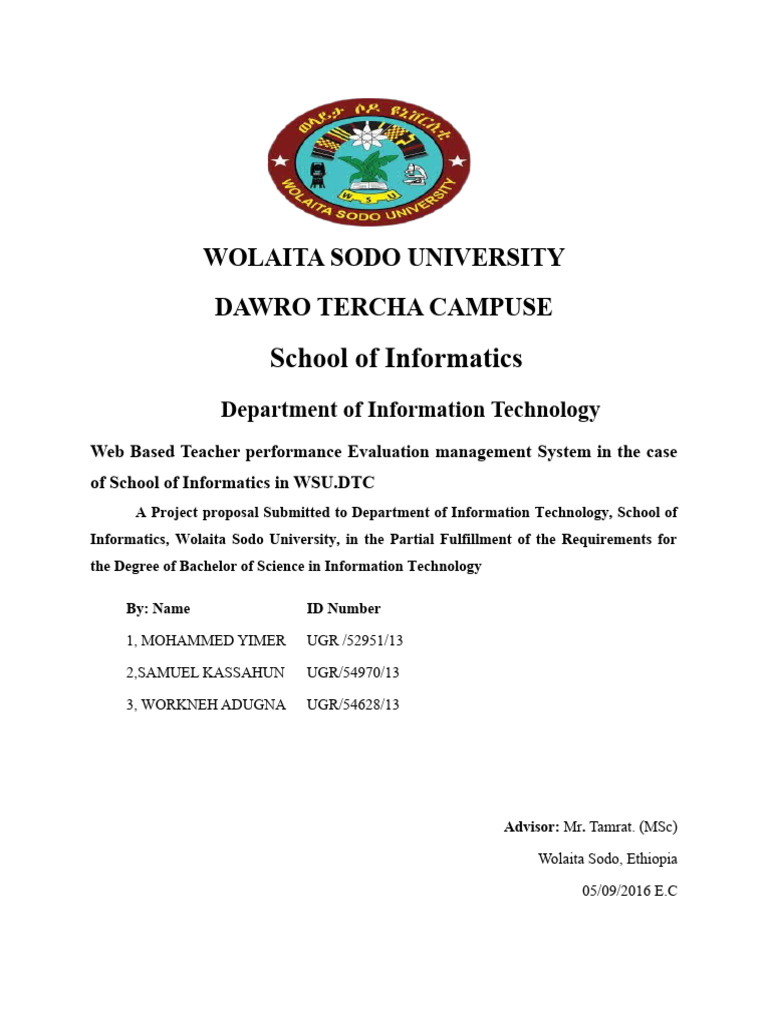 School of Informatics: Wolaita Sodo University Dawro Tercha Campuse ...