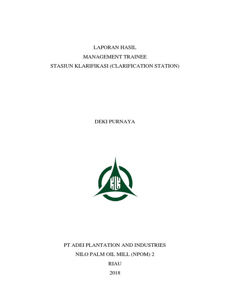 Clarification Station Di NPOM 2 Baru | PDF | Griya & Taman | Sains ...