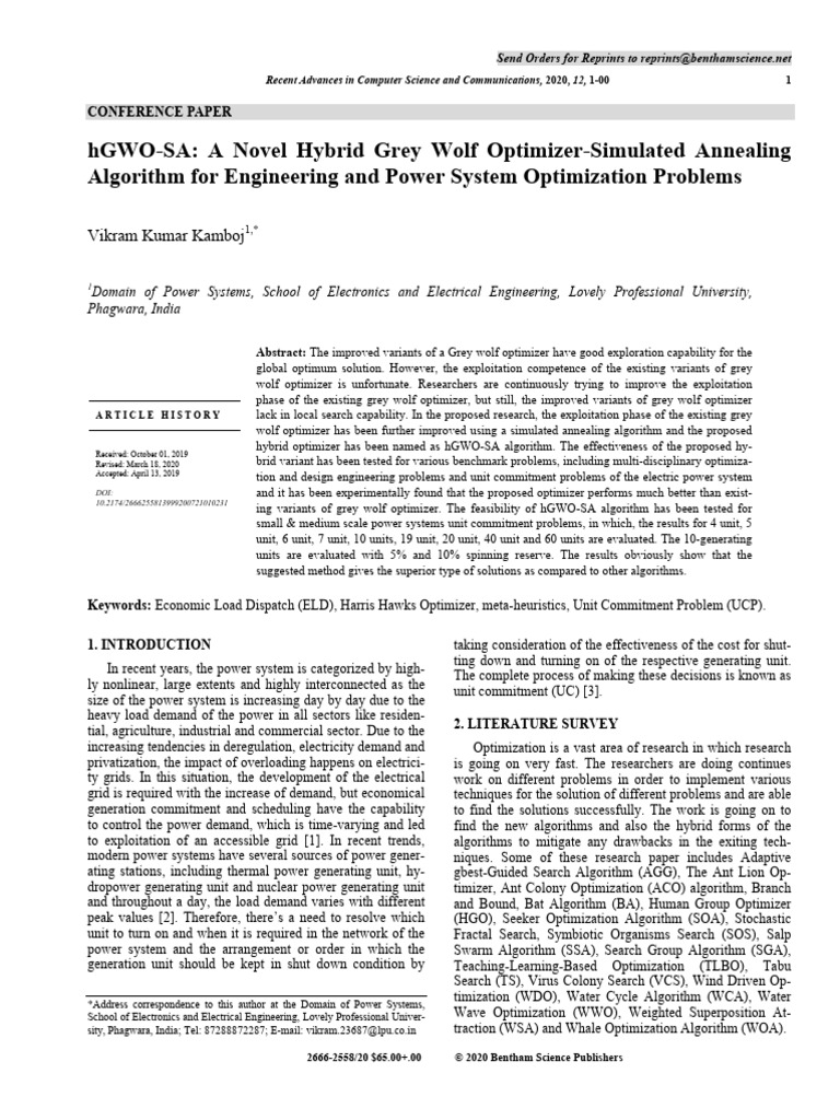 Vikram Kumar Kamboj CSENG-MS W - DIS | PDF | Mathematical Optimization | Metaheuristic