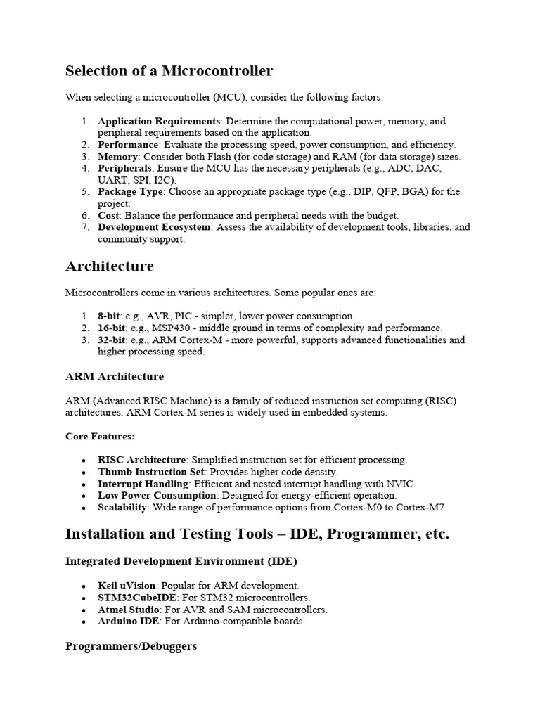 Selection of A Microcontroller1 | PDF | Microcontroller | Analog To Digital Converter