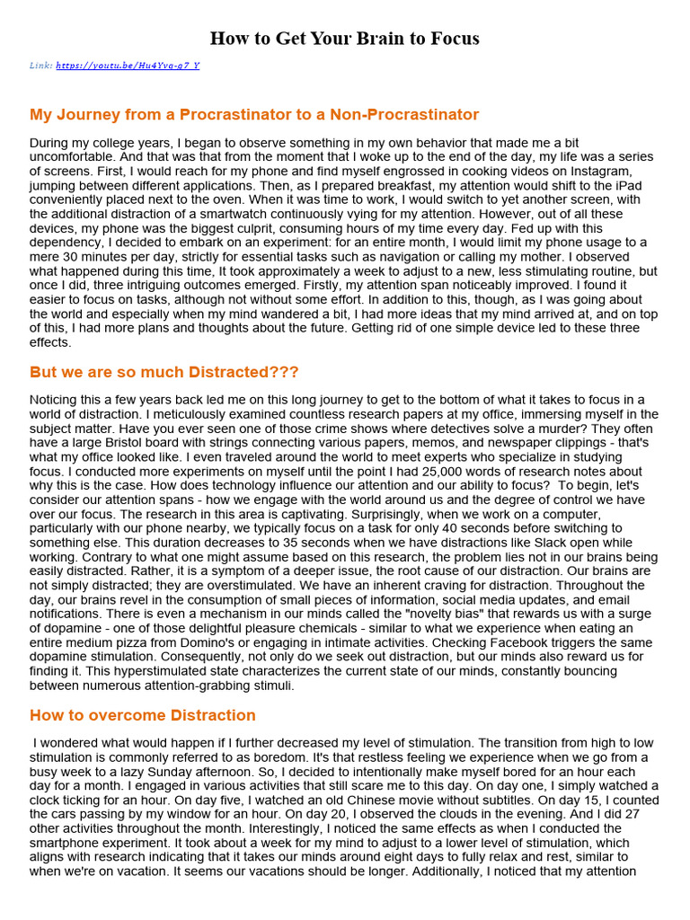 01 How To Focus | PDF | Attention | Thought