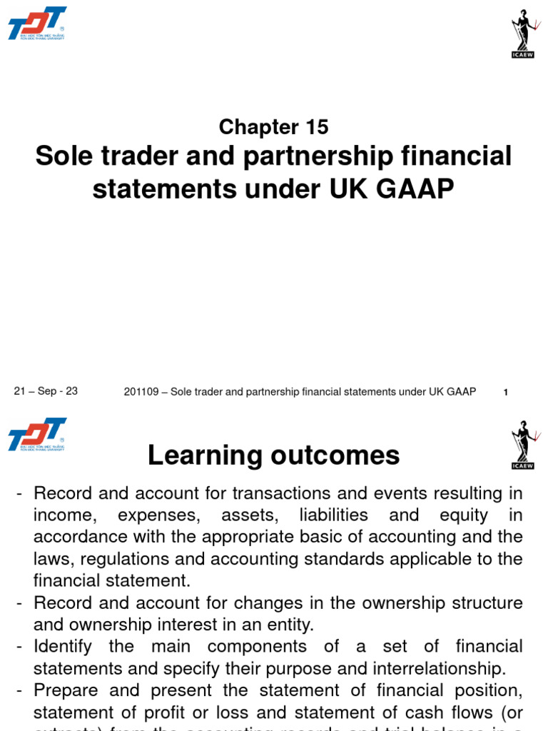 ICAEW - Chapter 15 - Sole Trader and Partnership Financial Statements ...