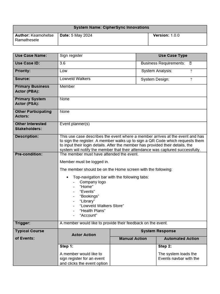 UC 3.6 Technical Narrative | PDF | Login | Password