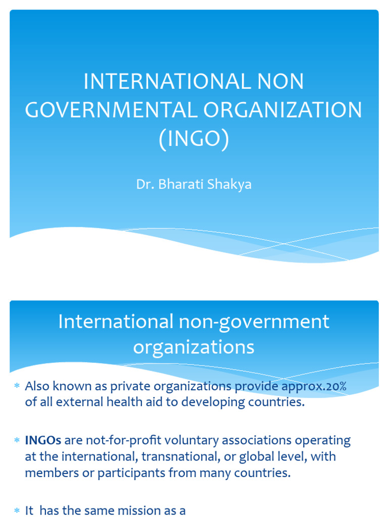 International Non Governmental Organization (INGO) : Dr. Bharati Shakya ...