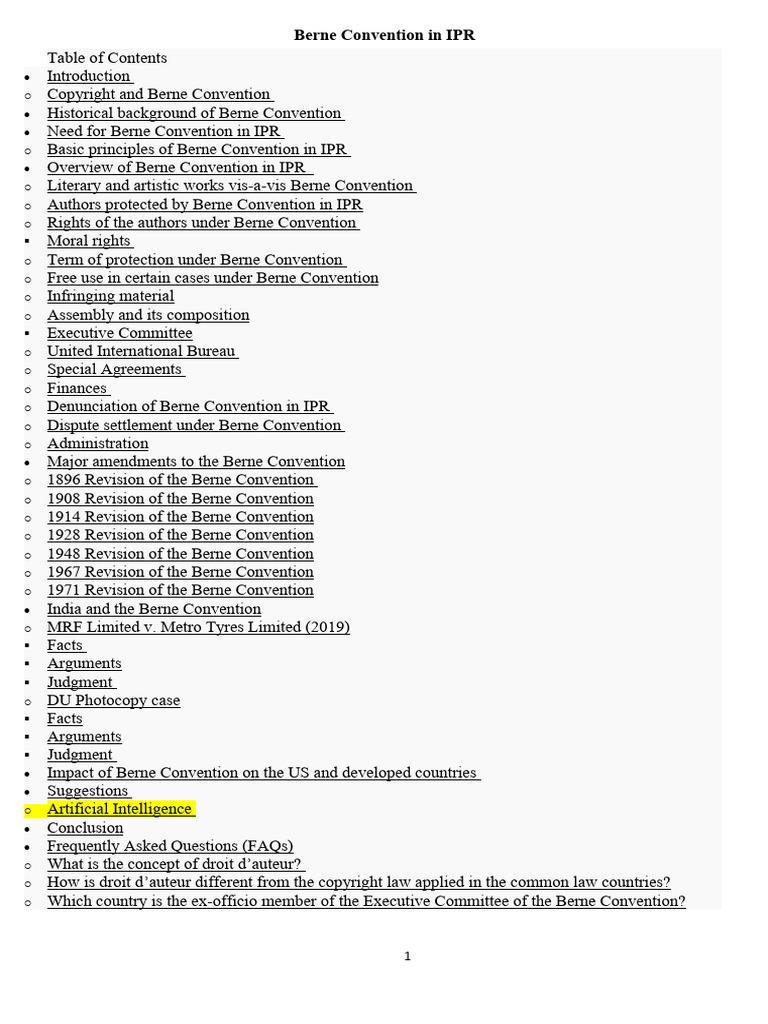 Berne Convention Overview in IPR | PDF | Copyright | Intellectual Property
